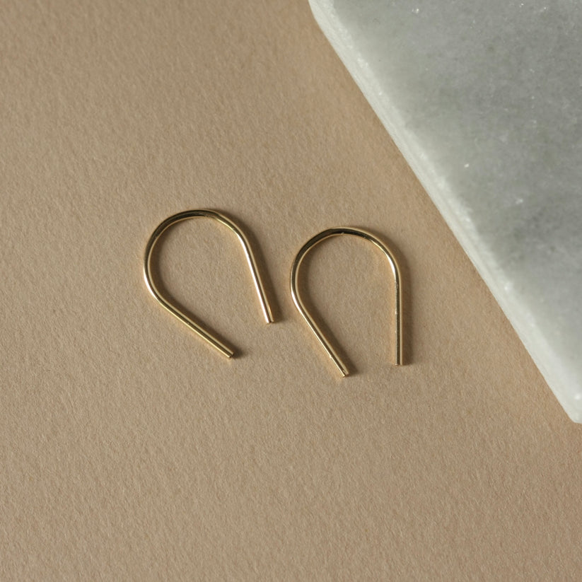 Small Gold Open Arc Hoops – julie garland jewelry