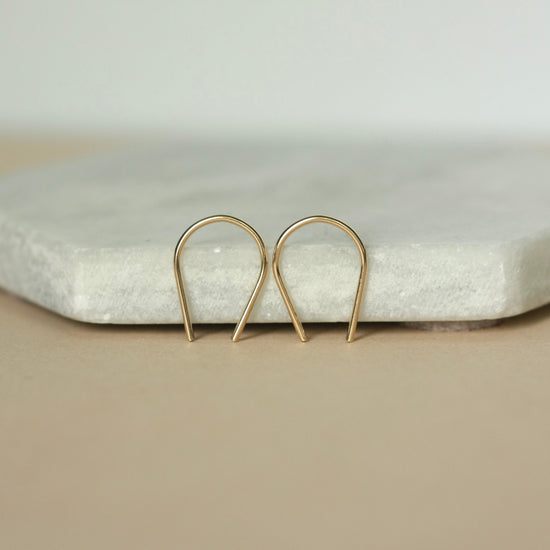 Small Gold Open Arc Hoops – julie garland jewelry