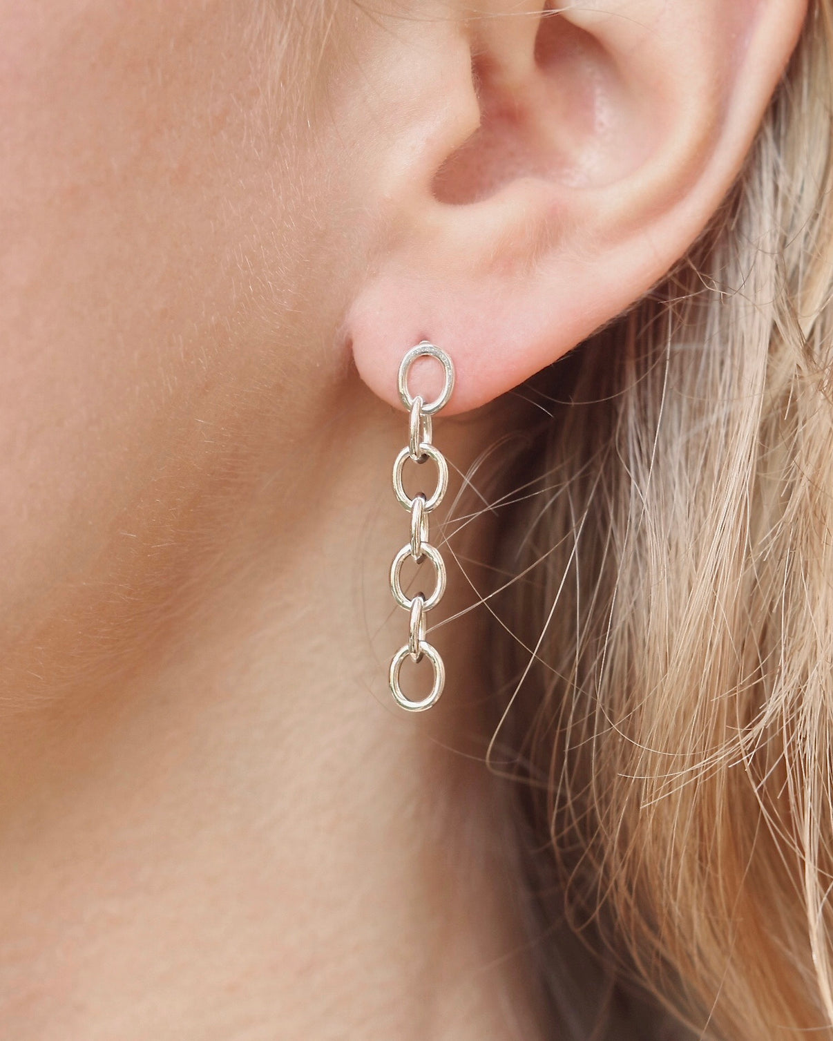 Thick Sterling Silver Chain Link Earrings – julie garland jewelry
