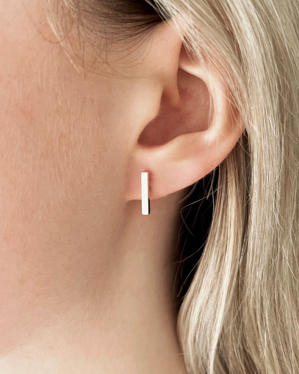 Small Sterling Silver Bar Stud Earrings – julie garland jewelry
